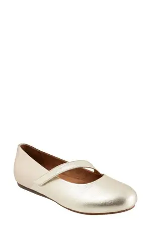 Softwalk Flats With Mary Jane Strap - Champagne