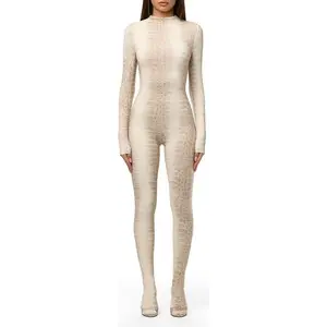 Naked Wardrobe Animal Print Jumpsuit - Bone Crocodile