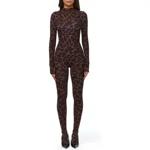 Naked Wardrobe Animal Print Jumpsuit Brushed Leopard