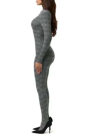 Naked Wardrobe Animal Print Jumpsuit - Houndstooth Plaid
