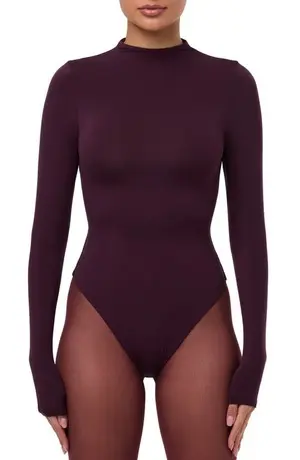 Naked Wardrobe Long-sleeve Bodysuit - Dark Plum