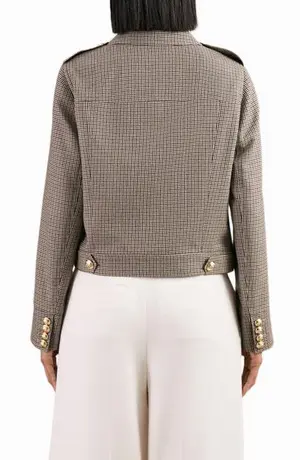 REISS Houndstooth Wool Jacket - Neutral Check