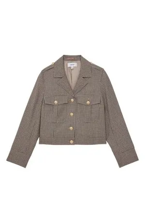 REISS Houndstooth Wool Jacket - Neutral Check