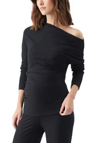 RIPE MATERNITY Off-shoulder Rib Top - Black