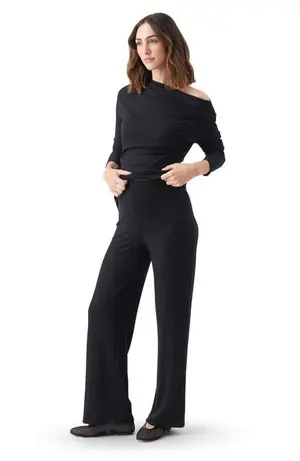 RIPE MATERNITY Off-shoulder Rib Top - Black