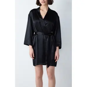 ETAM Pearly Deshabille Silk Robe - Black