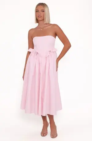 PETAL & PUP Seren Strapless Midi Dress