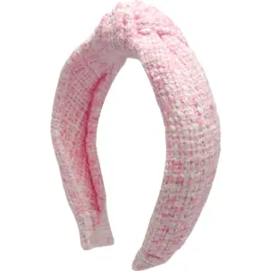 BITS & BOWS Tweed Knot Headband - Pink/white