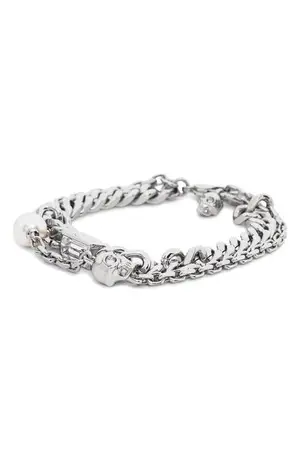 Alexander McQueen Skull Chain-link Bracelet - Crystal/pearl