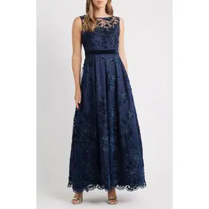 Eliza J Embroidered Sequin Ballgown