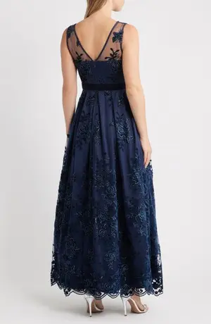 Eliza J Embroidered Sequin Ballgown