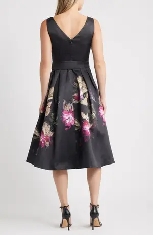 Eliza J Mikado Floral Flare Gown