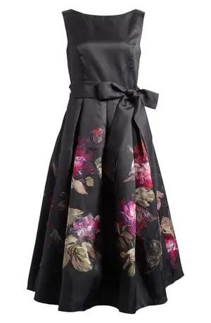 Eliza J Mikado Floral Flare Gown