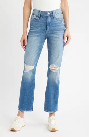 Warp + Weft Ripped High-waist Straight-leg Jeans - Dust It Off