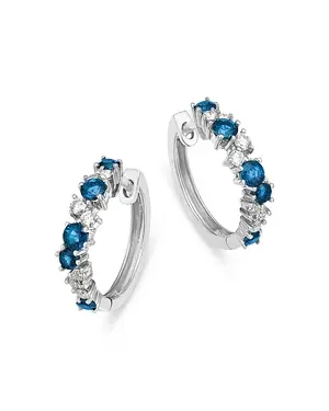 Bloomingdale'S Blue Sapphire & Diamond Huggie Hoop Earrings - Blue Sapphire/white