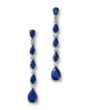 Bloomingdale'S Sapphire And Diamond Drop Earrings - Blue Sapphire/white