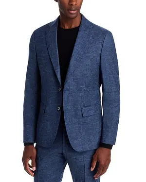 BOSS Melange Solid Slim Fit Suit Jacket - Dark Blue