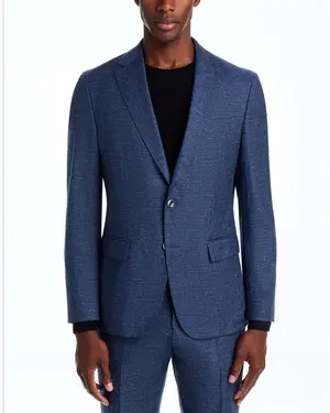 BOSS Melange Solid Slim Fit Suit Jacket - Dark Blue