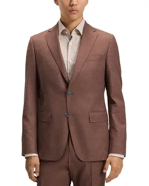 BOSS Melange Solid Slim Fit Suit Jacket - Terracotta