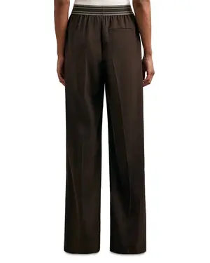 REISS Camelia Wide Leg Trousers - Chocolate