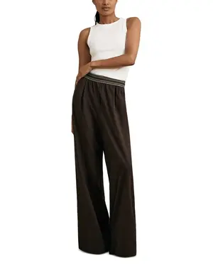 REISS Camelia Wide Leg Trousers - Chocolate