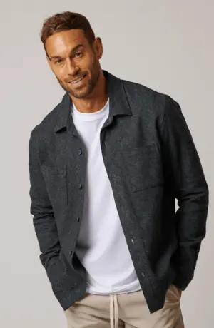 LEISURE LAB Cotton Tweed Button Up Basalt