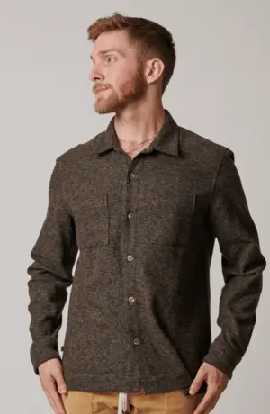 LEISURE LAB Cotton Tweed Button Up - Limestone