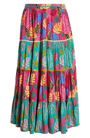 SUGARLIPS Wave Trim Tiered Maxi Skirt