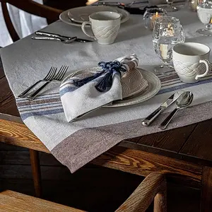 JULISKA Danish Stripe Tablecloth, 52 Square - Taupe