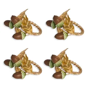 JULISKA Forest Walk Acorn Napkin Rings, Set Of 4