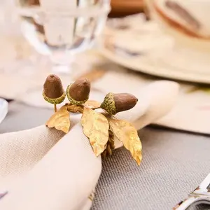 JULISKA Forest Walk Acorn Napkin Rings, Set Of 4