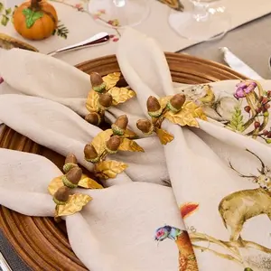 JULISKA Forest Walk Acorn Napkin Rings, Set Of 4