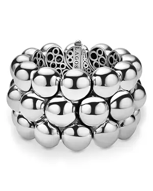 Lagos Sterling Caviar Bubbly Bangle Bracelet - Silver