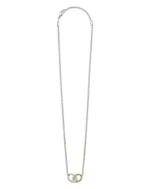 Lagos 18k Yellow Gold & Sterling Diamond Interlocking Circle Pendant Necklace - Silver
