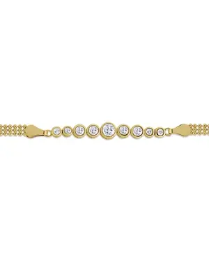Aqua 18k Over Sterling Silver Cubic Zirconia Beaded Bracelet