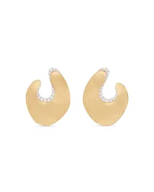 Marco Bicego 18k Yellow Lunaria Diamond Stud Earrings - Gold