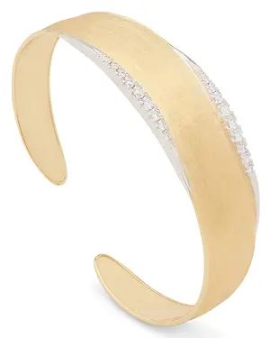 Marco Bicego 18k White & Yellow Lunaria Diamond Cuff Bangle Bracelet - Gold