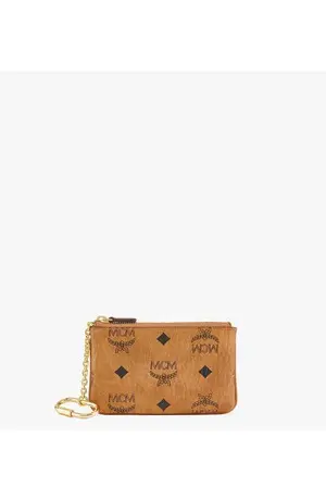 Mcm Key Pouch In Visetos Original - Cognac