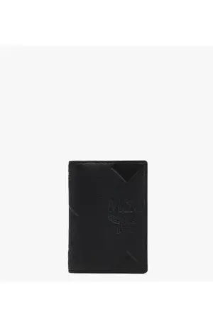 Mcm Aren Bifold Card Wallet In Maxi Monogram Leather - Black