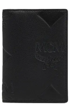 Mcm Aren Bifold Card Wallet In Maxi Monogram Leather - Black