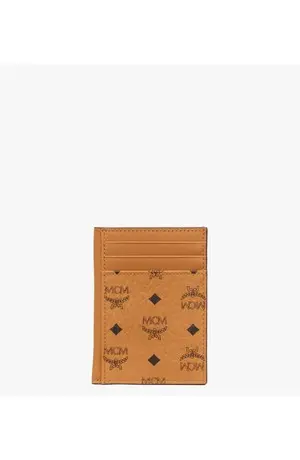 Mcm N/s Card Case In Visetos Original - Cognac
