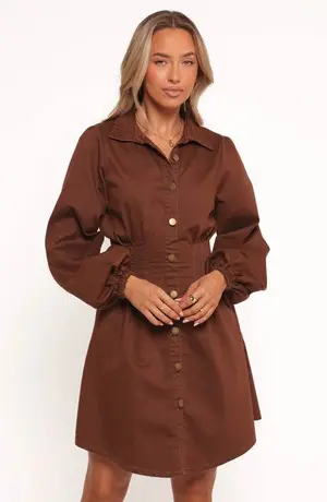 PETAL & PUP Phoenix Long Sleeve Mini Shirtdress