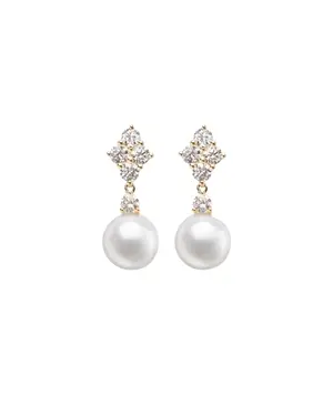Mikimoto 18kt Drop Earrings With Pearls And Diamonds