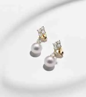 Mikimoto 18kt Drop Earrings With Pearls And Diamonds