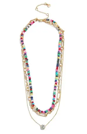 Baublebar Portia Beaded Crystal Pendant Layered Necklace - Gold Multi