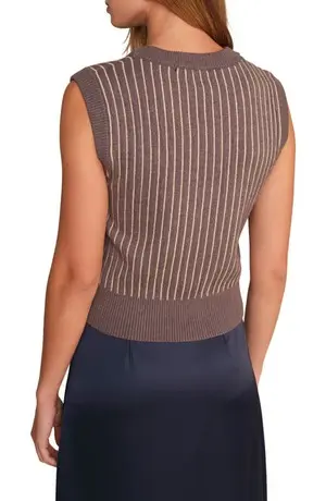 Deluc Striped Sweater Vest - Grey Melange With Ecru