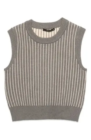 Deluc Striped Sweater Vest - Grey Melange With Ecru