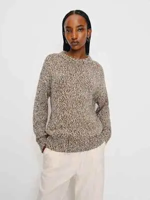 REFORMATION Finley Oversized Cotton Crew Sweater - Brown