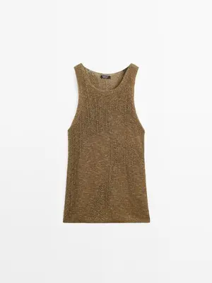 Massimo Dutti Embellished Knit Halter Top