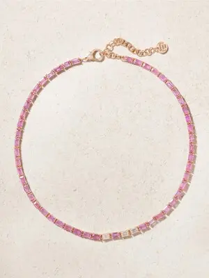 Shay 18-karat Rose Gold Sapphire And Diamond Tennis Necklace - Pink